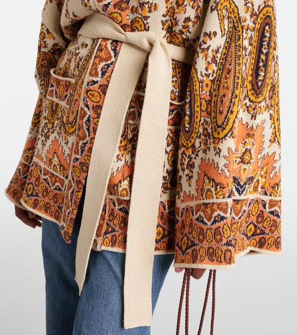 Etro Jacquard Cotton-blend Wrap Cardigan