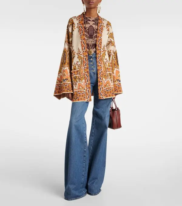 Etro Jacquard Cotton-blend Wrap Cardigan