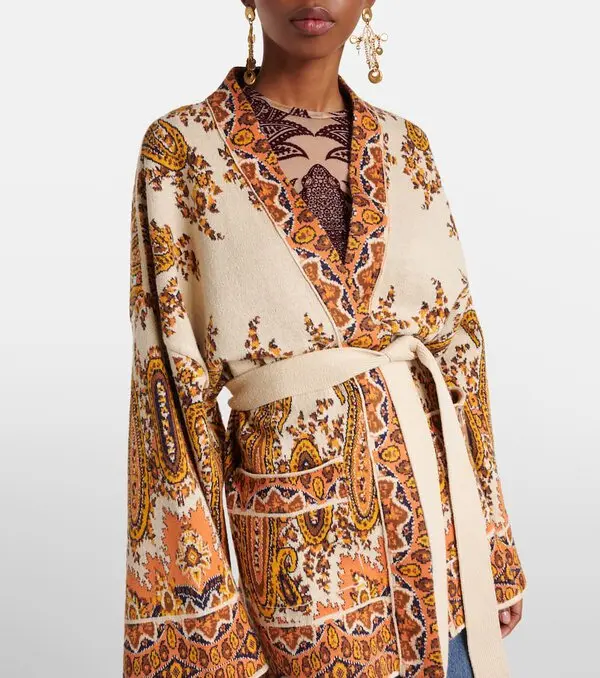 Etro Jacquard Cotton-blend Wrap Cardigan