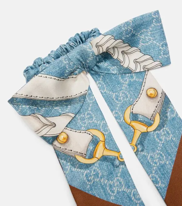 Gucci Horsebit Printed Silk Twill Scrunchie