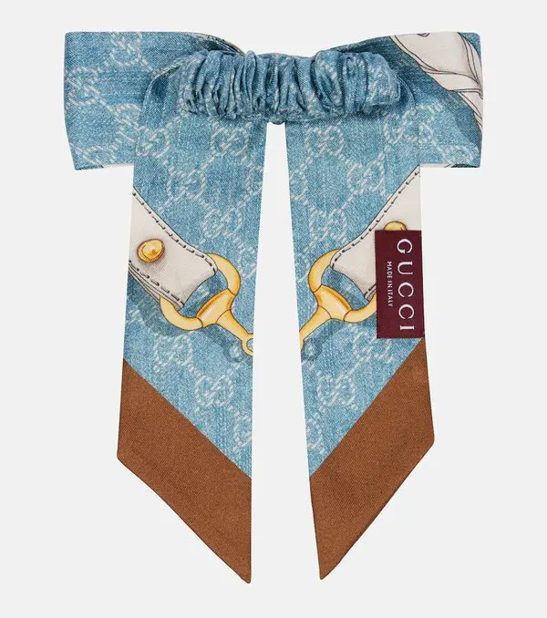 Gucci Horsebit Printed Silk Twill Scrunchie