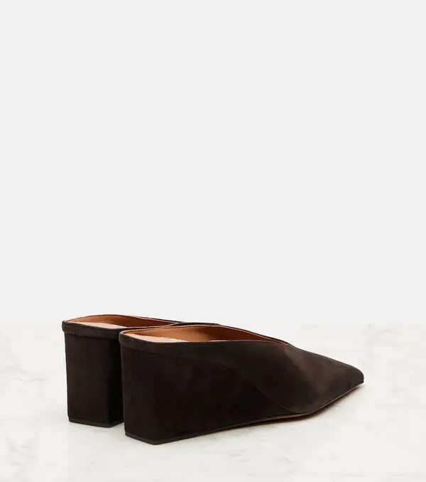 Alaïa Cube 75 Suede Wedge Mules - Brown