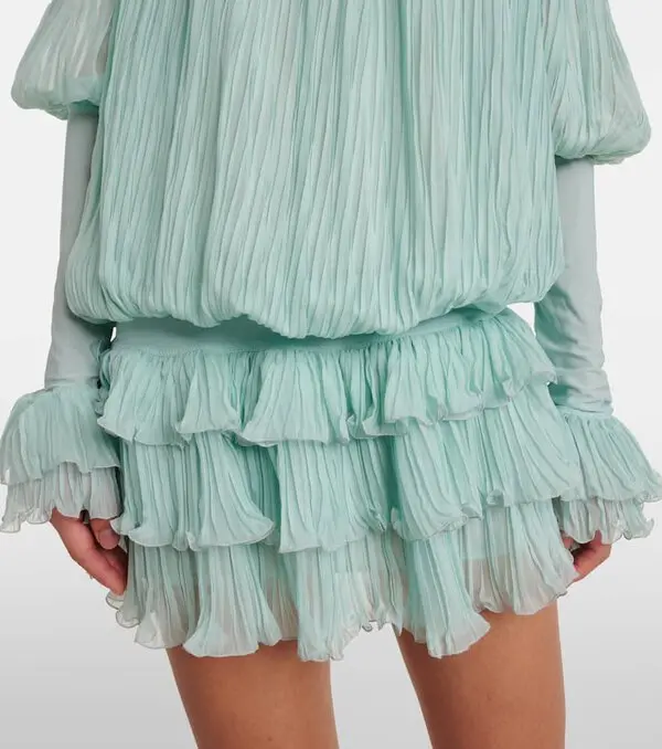 Blumarine Plisse Silk Chiffon Minidress