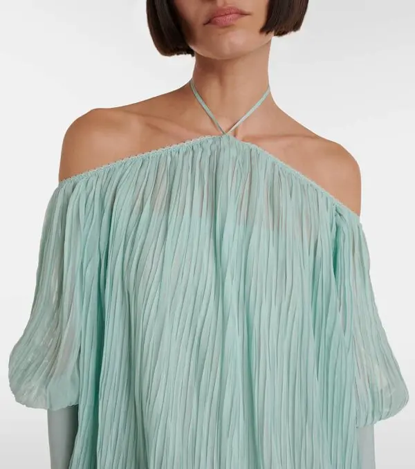 Blumarine Plisse Silk Chiffon Minidress