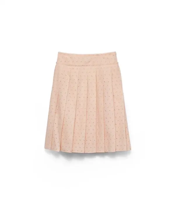Prada Eyelet Lace Pleated Skirt - Pink