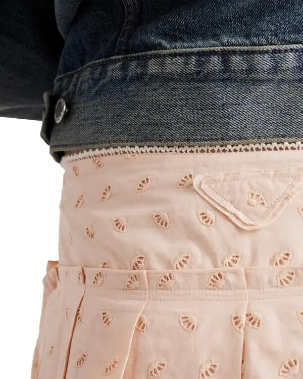 Prada Eyelet Lace Pleated Skirt