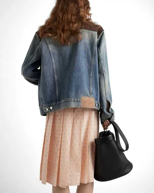 Prada Eyelet Lace Pleated Skirt