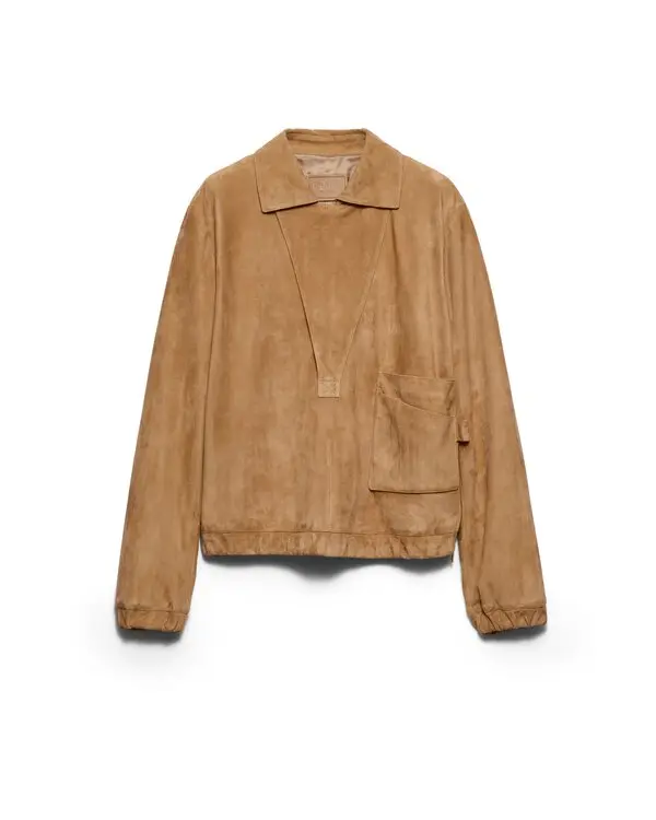 Prada Suede Blouson Jacket - Neutral