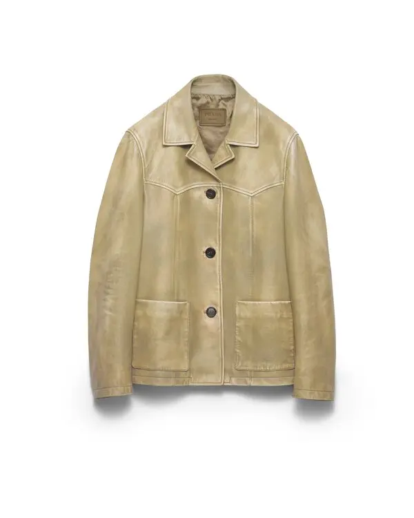 Prada Nappa Leather Jacket - Neutral
