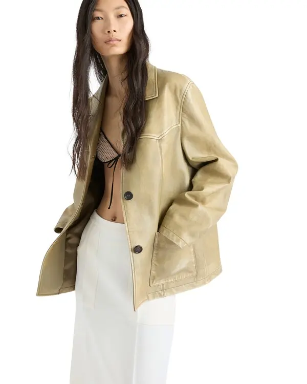 Prada Nappa Leather Jacket - Neutral
