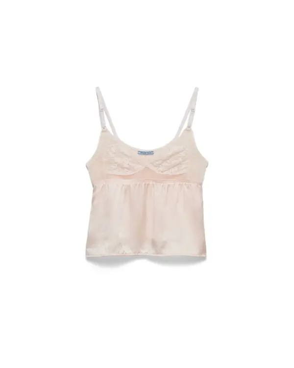 Prada Satin And Lace Bustier Top - Pink