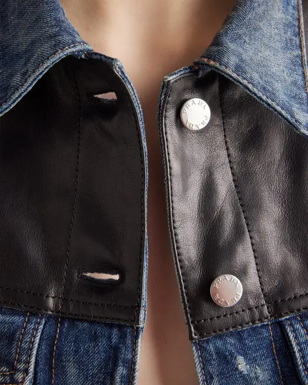ジャケット・アウター Prada leather denim jacket Prada Denim And Leather Jacket - Navy | Editorialist