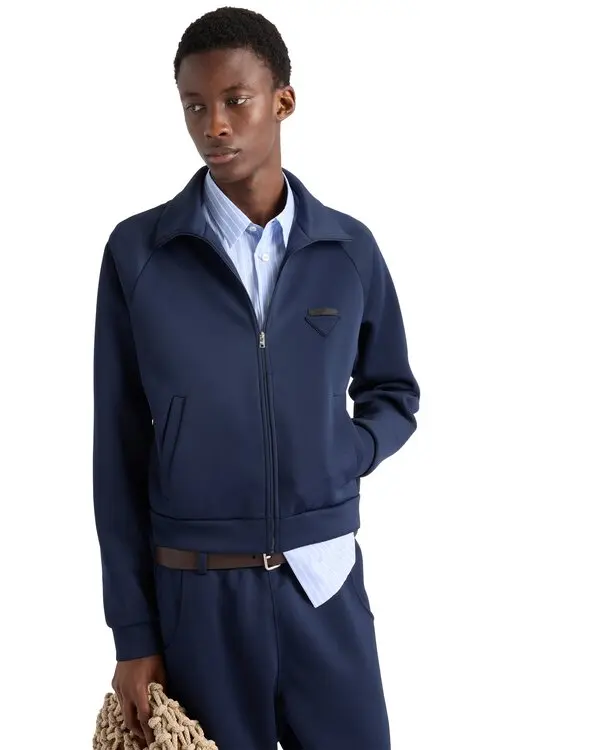 Prada Zippered Technical Fabric Jacket - Blue