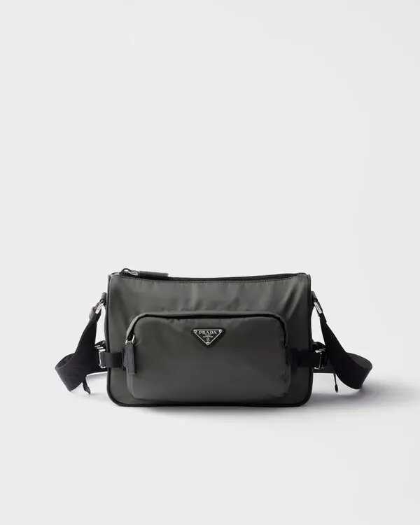 Prada Medium Re-nylon And Saffiano Leather Shoulder Bag - Forest Green