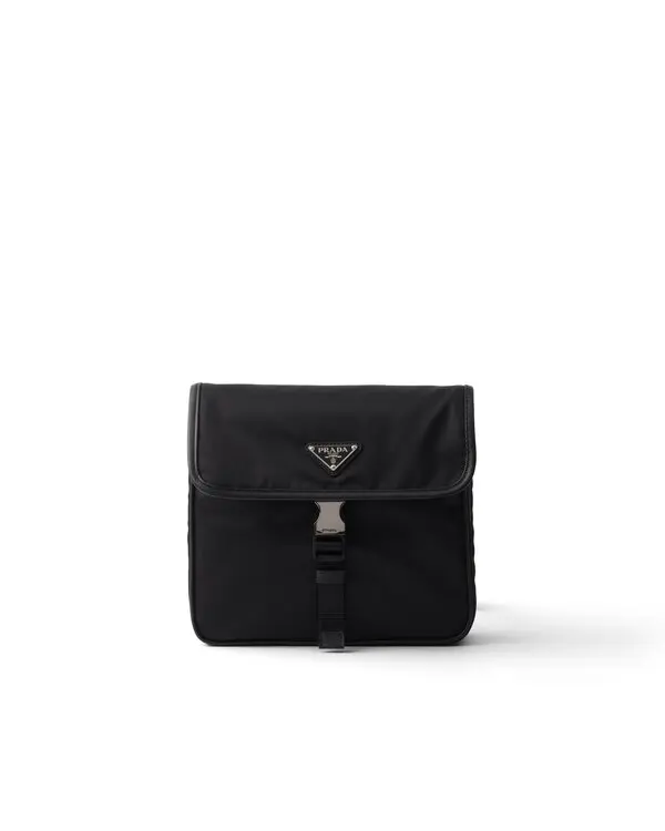 Prada Re-nylon And Saffiano Leather Shoulder Bag - Black