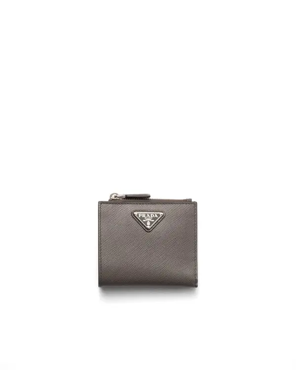Prada Small Saffiano Leather Wallet - Grey