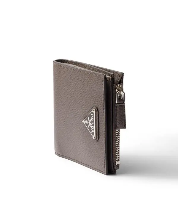 Prada Small Saffiano Leather Wallet - Grey