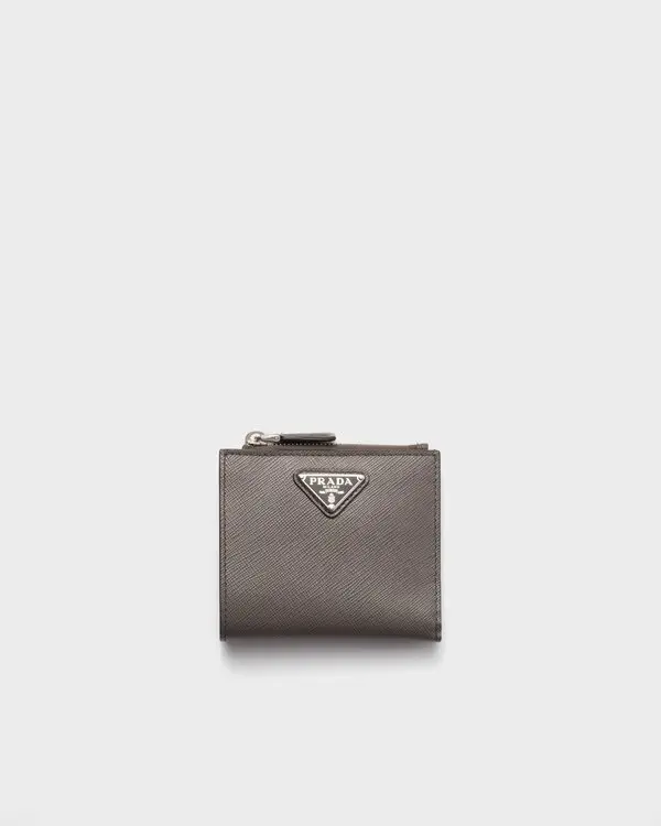 Prada Small Saffiano Leather Wallet - Smoky Gray