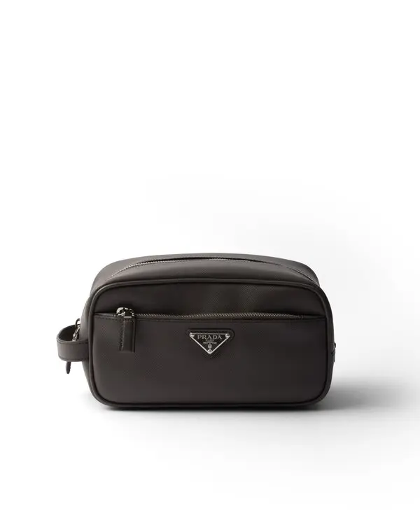 Prada Saffiano Leather Travel Pouch - Grey