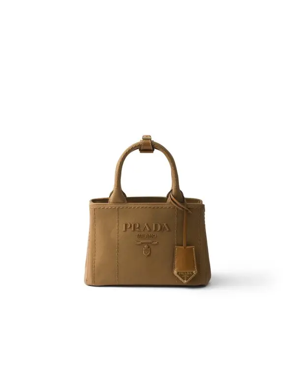 Prada Jardinière Mini Cotton Canvas Handbag - Brown