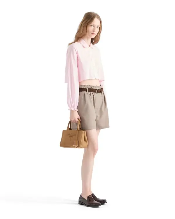 Prada Jardinière Mini Canvas Handbag - Brown