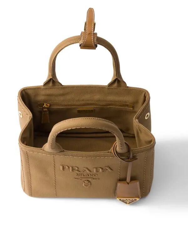 Prada Jardinière Mini Canvas Handbag - Brown