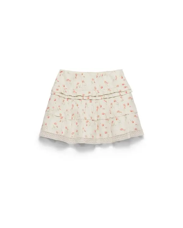 Prada Floral Print Linen Miniskirt - Neutral