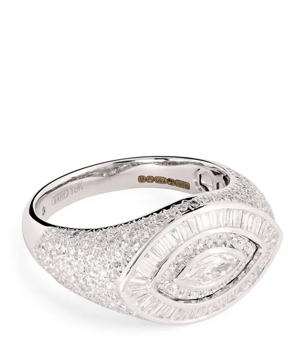 Shay Gold And Diamond Evil Eye Ring - White