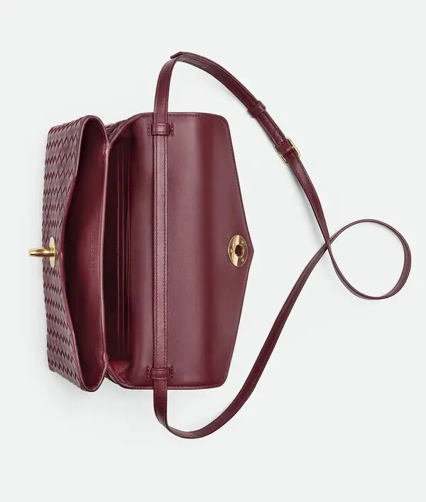 Bottega Veneta Intrecciato Leather Knot Lock Crossbody Bag - Barolo