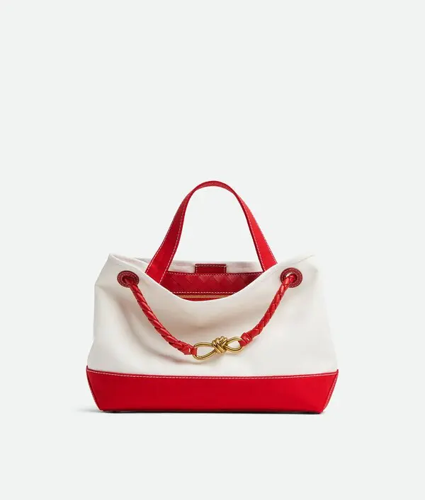 Bottega Veneta Bi-color Top-handle Bag With Sliding Cross-body Strap - White/red