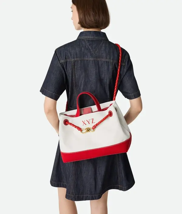 Bottega Veneta Bi-color Top-handle Bag With Sliding Cross-body Strap - White/red