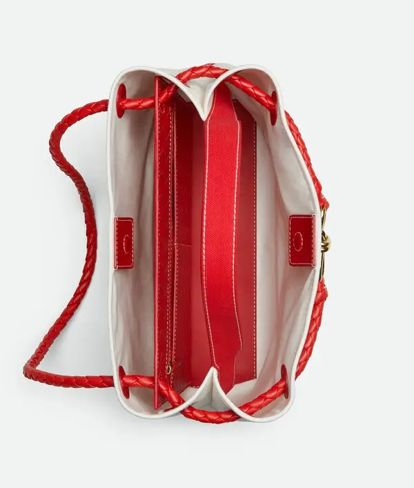 Bottega Veneta Bi-color Top-handle Bag With Sliding Cross-body Strap - White/red