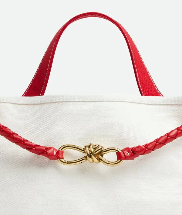 Bottega Veneta Bi-color Top-handle Bag With Sliding Cross-body Strap - White/red