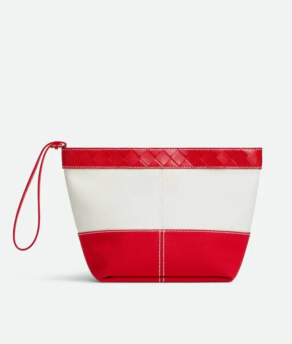 Bottega Veneta Flip Flap Medium Pouch - White/scarlet