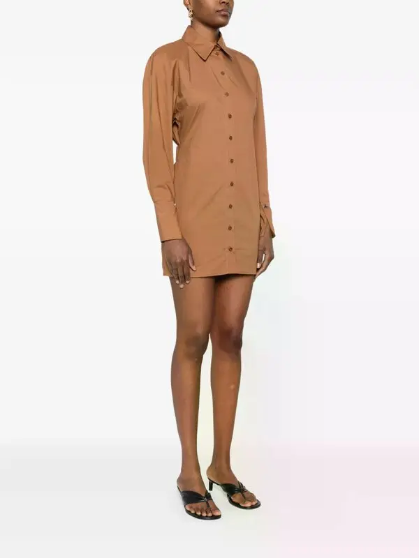Patrizia Pepe Poplin Mini Shirt Dress - Brown