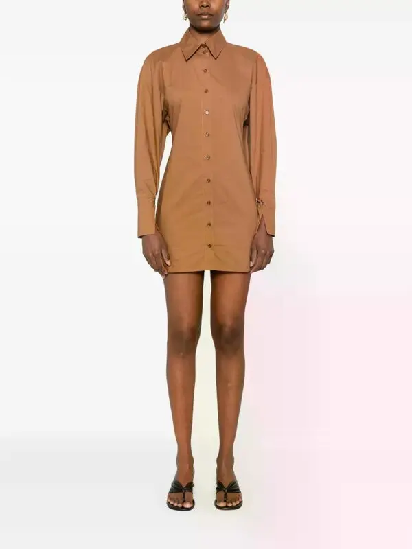 Patrizia Pepe Poplin Mini Shirt Dress - Brown