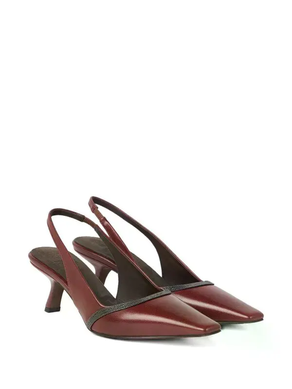 Brunello Cucinelli 55mm City Slingback Pumps - Red