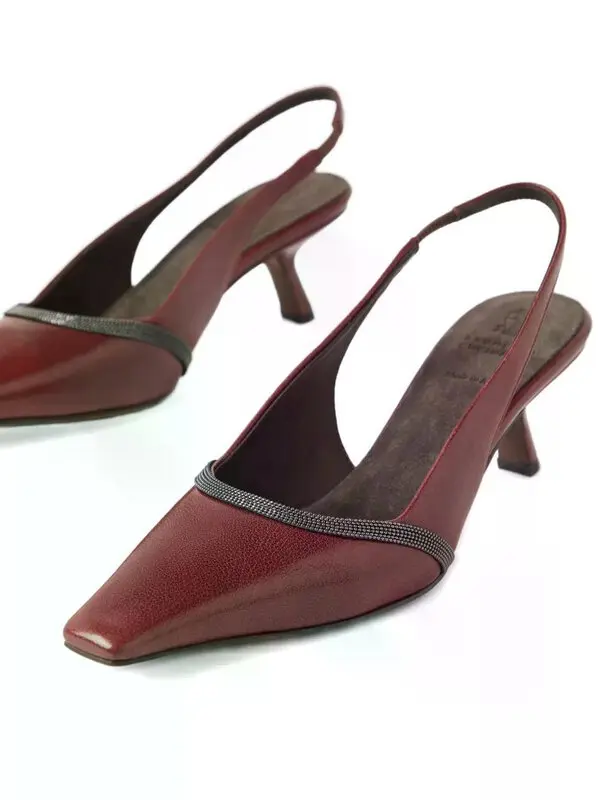 Brunello Cucinelli 55mm City Slingback Pumps - Red