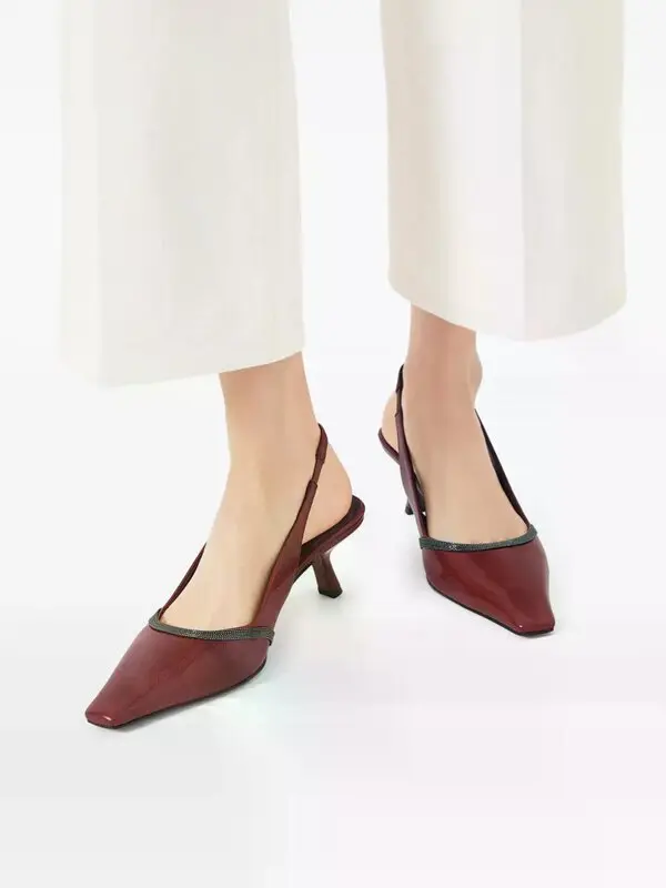 Brunello Cucinelli 55mm City Slingback Pumps - Red