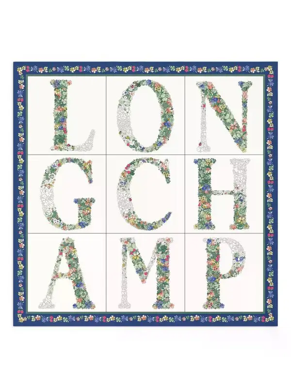Longchamp Le Jardin Silk Scarf - Blue