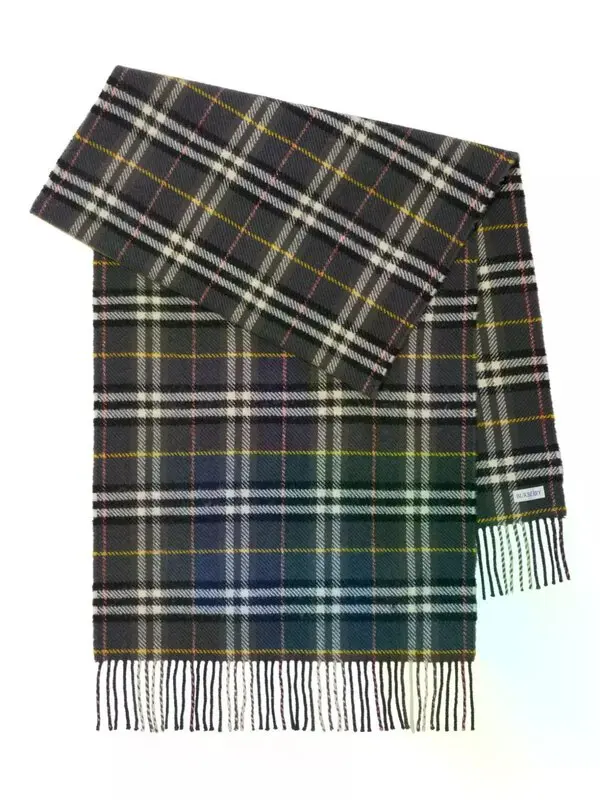Burberry Checked Wool Scarf - Blue