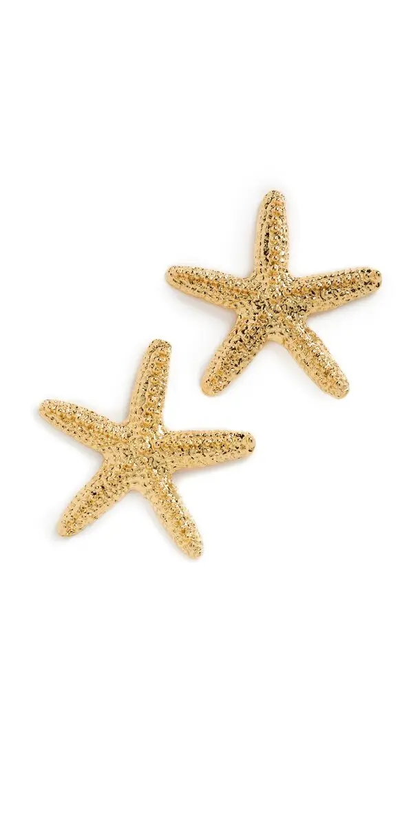 KENNETH JAY LANE Oversized Textured Starfish Post Earrings - Gold