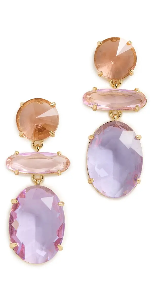 KENNETH JAY LANE Tri-shape Drop Earrings - Gold/pink Pastel
