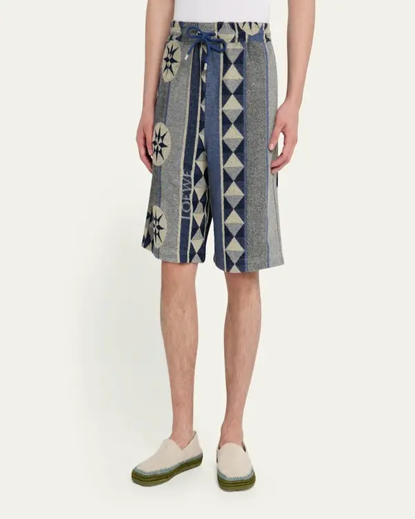 Loewe Cotton Terry Compass Print Shorts