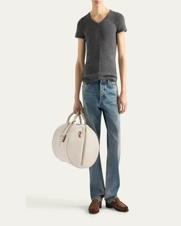 Prada Distressed Straight Leg Denim Pants