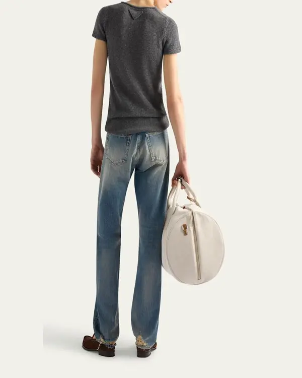 Prada Distressed Straight Leg Denim Pants