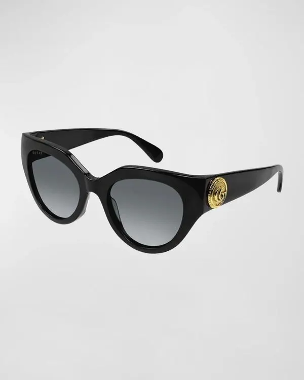 Gucci Gg Emblem Acetate Cat-eye Sunglasses - Shiny Black