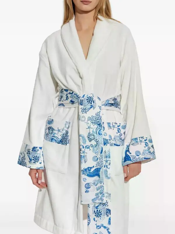 Versace Floral-print Belted Robe