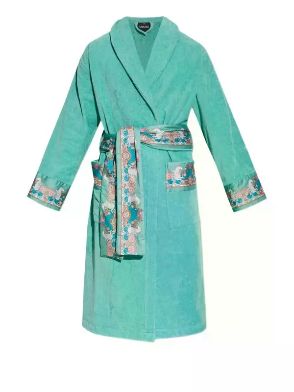 Versace Turquoise Embroidered Robe - Green