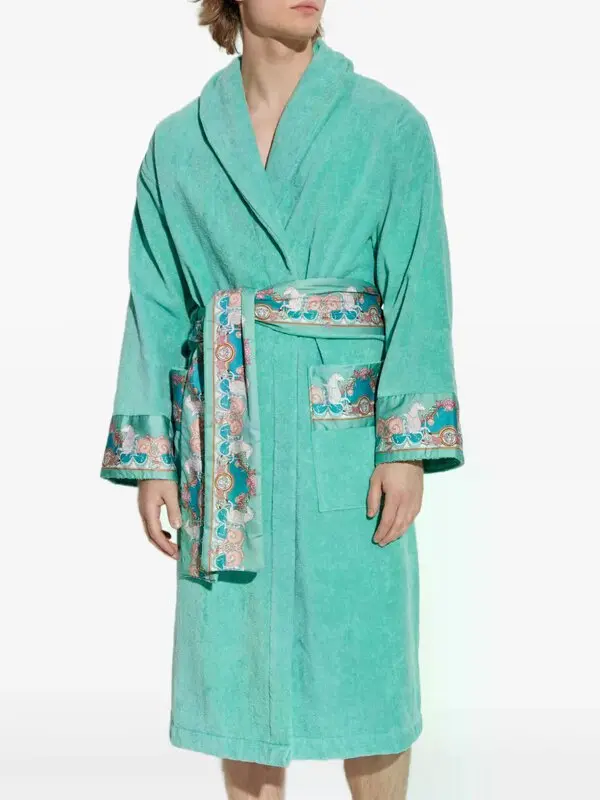 Versace Turquoise Embroidered Robe - Green